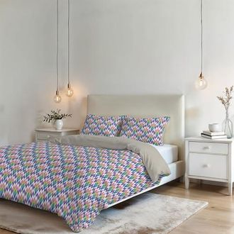 Italian Bed Linen Fantasy Bettw&auml;sche-Set aus Mikrofaser, Zick-Zack-Design, f&uuml;r Doppelbett