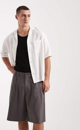 Cotton On Short baggy ultra pliss&eacute; &agrave; fines rayures - Anthracite-Gris