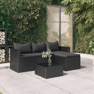vidaXL Vidaxl - Salon de jardin Noir R&eacute;sine tress&eacute;e