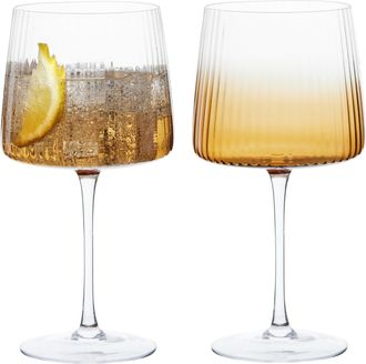 Anton Studio Designs Empire Handgefertigte Gin-Gläser für Wein, Cocktails oder Wasser - 700 ml - Amber - Set mit 2 eleganten Cocktailgläsern
