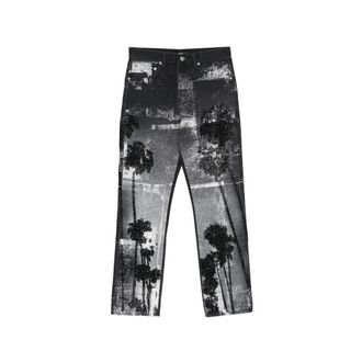 Purple Beaded Palms Denim Jeans