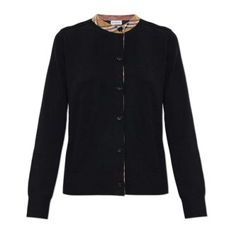 Burberry Wollcardigan mit Check-Besatz - - Knitwear - Damen - Schwarzk - S