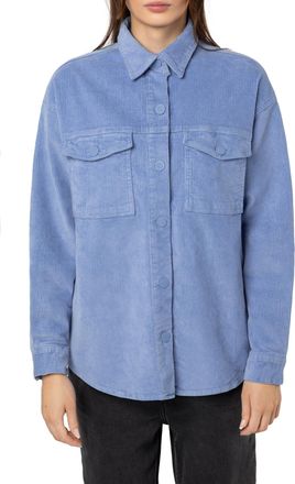 Eight2Nine Damen Cord Hemdjacke - L&auml;ssige Cordjacke mit Knopfleiste blue XL