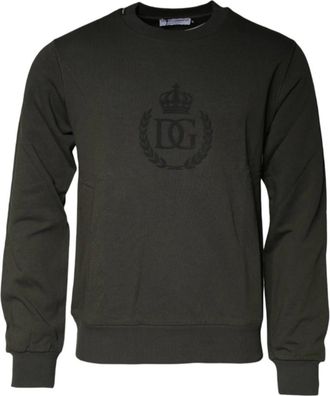 Dolce & Gabbana Homme, Sweatshirts et sweats à capuche, Vert, Taille: M Crown Cotton SweaT-shirt