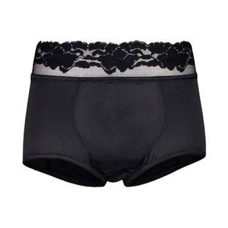 Dolce & Gabbana Satin- und Spitzen-Slips mit hohem Bund - - Underwear - Damen - Schwarzk - L