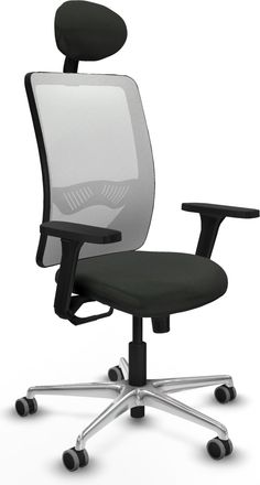 Piqueras y Crespo Schwarzer B&uuml;rostuhl Zulema mit 3D-Armlehnen, h&ouml;henverstellbarer Lendenwirbelst&uuml;tze und festem Kopfteil, ausgestattet mit Sincro 3 Positionen und Schne