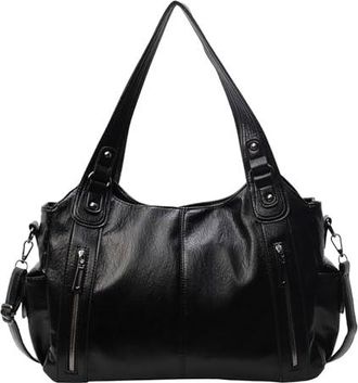 Generic Garhomtur Sac fourre-tout en cuir synthétique souple avec fermeture éclair pour femme, sac à bandoulière vintage punk, multi-poches, sac à bandoulière