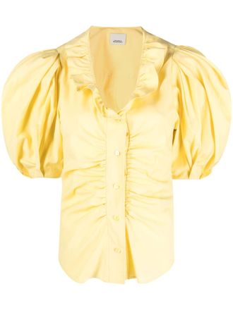 Isabel Marant blouse fronc&eacute;e &agrave; col volant&eacute; - Jaune