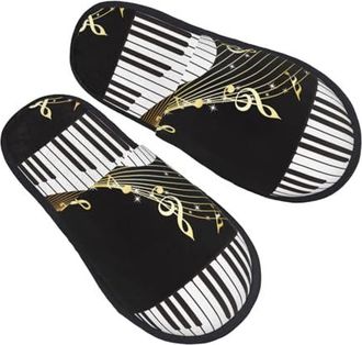 Generic Note De Musique De Piano Dor&eacute; Unisexe Slippers Chaud Chaussons Doux Pantoufles Pour Automne Ext&eacute;rieur Int&eacute;rieur L