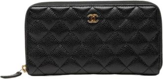 Chanel Portefeuille Long matelass&eacute; en caviar Pre-owned - Femme - Pre-owned - Noir - Taille: ONE Size