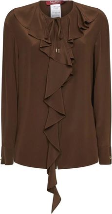 Max Mara Femme, Blouses et Chemises, Brun, Taille: 40 FR Stepica Ruffled Blouse