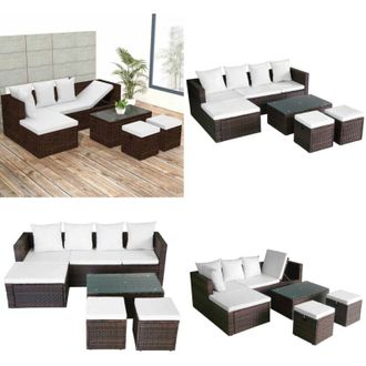 vidaXL 4-tlg. Garten-Lounge-Set mit Auflagen Poly Rattan Braun - Gartensorgsofa - Lounge M&ouml;bel - Outdoor M&ouml;bel - Gartenm&ouml;bel - Rattan Gartenm&ouml;bel - Home &