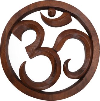 Guru Shop Geschnitztes Wandbild Deko Wandrelief - OM 1, 28x28x2 cm