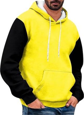 Generic Manteau à capuche en polaire pour homme - Sweat chaud en velours épais et chaud - Couleur contrastée classique - Pour la vie quotidienne, cadeaux de N