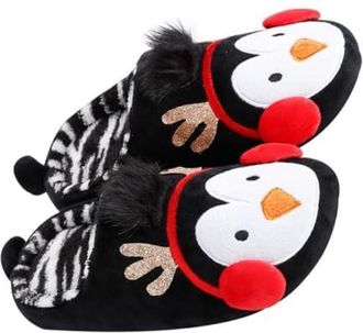BESPORTBLE HEALEEP Pantoufles dHiver Unisexes en Peluche Motif Pingouin Semelle Antid&eacute;rapante Taille 42-43 Couleur Rouge Fonc&eacute; Pantoufles Confortables et Chaudes
