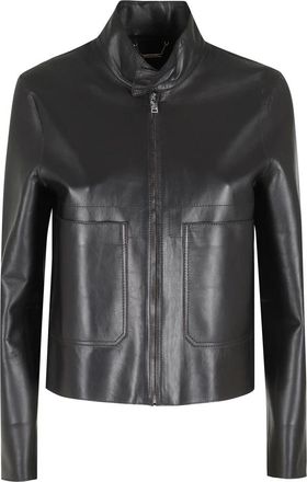 Seventy Femme, Vestes, Noir, Taille: 36 FR Zip Leather Jacket