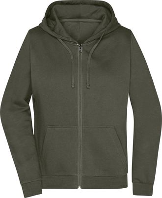 James & Nicholson Damen Basic Kapuzen-Sweatjacke - Leicht taillierte Sweatjacke mit Kapuze | Farbe: Dark-Grey | Gr&ouml;sse: XXL