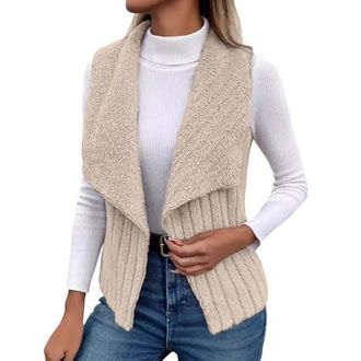 Generic Gilet Sans Manche Femme Gilet Femme D&eacute;contract&eacute; Quotidien Ville Manteau Automne-Hiver 2024 - Uni Avec Boutons Et Poches, Coupe Longue Inspir&eacute;e