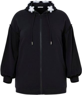 Miamoda Sweatjacke Sweatjacke Loose Fit Kapuze mit Glitzer-Bl&uuml;ten