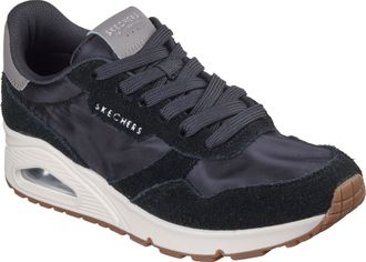 Skechers Sneaker SKECHERS UNO-VINTAGE DAYZ, Damen, Gr. 38, schwarz, Textil, Veloursleder, Schuhe Sneaker, Keilsneaker, Plateausneaker, Schn&uuml;rschuh im Vintage-L