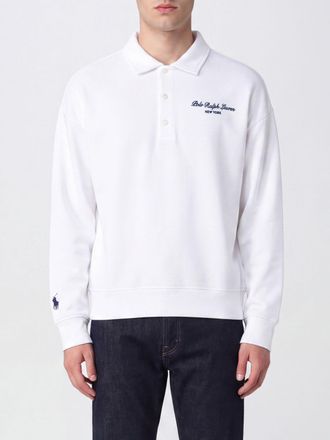 Polo Ralph Lauren Polo &agrave; manches longues en coton m&eacute;lang&eacute; avec logo contrastant