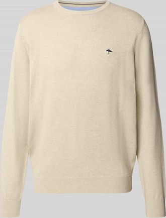 Fynch-Hatton Strickpullover aus reiner Baumwolle mit Logo-Stickerei
