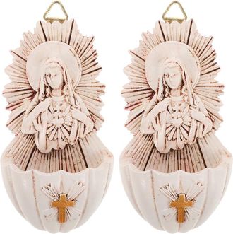 Cabilock 2St Weihwasserbecken der Familie Weihwasserbecken der Kirche katholisches Weihwasser Katholische Wanddekoration Heiliges Wasser Fontäne katholischer W