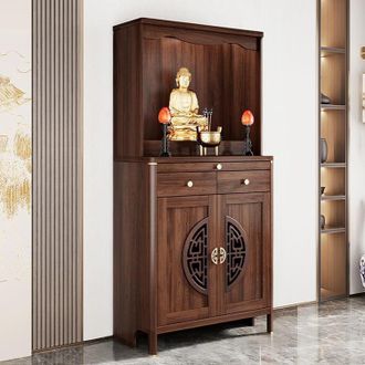 Generic Buddha-Schrein, Altartisch, pers&ouml;nlicher Meditationstisch aus Massivholz, Buddha-Nischenschrank mit Stauraum