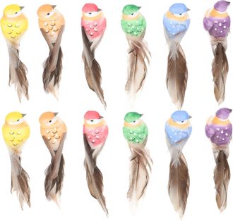 TOPBATHY Lebensechte Vogeldekoration 12 St&uuml;ck Kleine Simulierte Federv&ouml;gel Aus Schaumstoff Bunte Clips Kinder Lernspielzeug Innen Und Au&szlig;endeko
