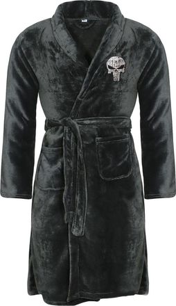 Spass Kostet Herren M&auml;nner Bademantel dunkelgrau Totenkopf Skull Gr&ouml;sse S - 3XL death horror