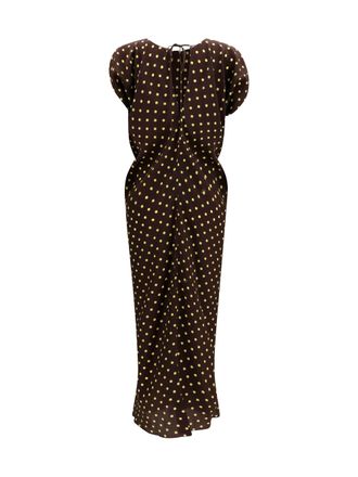 Marni Womens Printed Polka Dot Crepe Dress Sadelle Brown Silk; Nylon