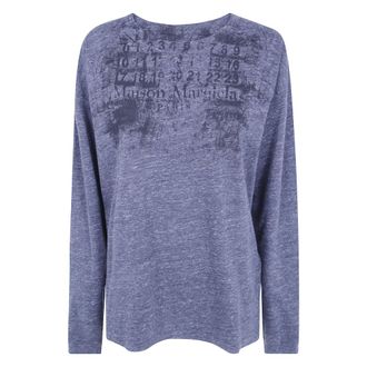Maison Margiela T-shirt Manches Longues Numbers - Femme - Pulls - Bleu - Taille: 40 FR