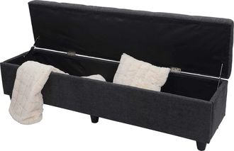Mendler Aufbewahrungs-Truhe Kriens XXL, Sitzbank Bank, Stoff/Textil, 45x180x45cm - dunkelgrau