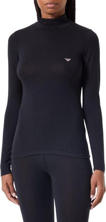 Emporio Armani Damen Fluid Viskose Turtleneck T-Shirt, Schwarz, M