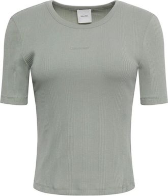 Calvin Klein Femme, Tops, Vert, Taille: 38 FR HS Varigated Rib T-Shirt