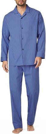 Novila Herren Pyjama blau Baumwolle gestreift