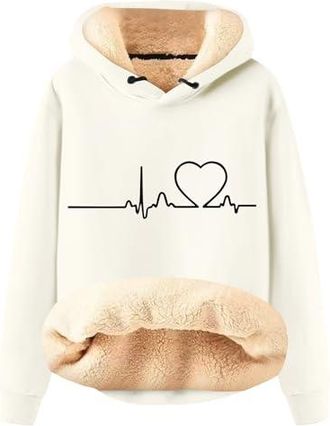 Generic Sweat a Capuche Femme Pull Polaire Femme Sweats Doublé Polaire avec Poche Mode Chaud Hoodie Manches Longues Thermique Hiver Chaud Pull