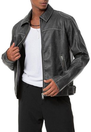 Red Bridge Lederimitatjacke mit Vintage-Waschung - Rei&szlig;verschluss, Regular Fit