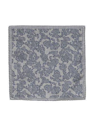 Brunello Cucinelli Einstecktuch aus Seide mit Print - Blau