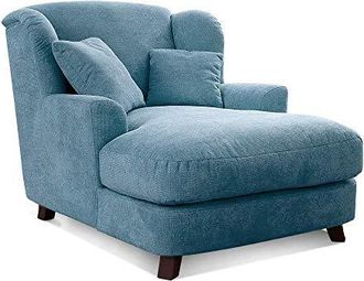 Cavadore Cavadore XXL-Sessel Assado / Großer Polstersessel mit Holzfüßen und großer Sitzfläche / Inkl. 2 Zierkissen / 109 x 104 x 145 / Webstoff Hellblau
