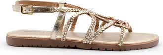 Gioseppo Femme, Chaussures, Jaune, Taille: 38 EU Sandales en cuir dor&eacute; Tissage artisanal