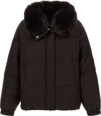 Yves Salomon Fox Fur Collar Down Jacket - Black