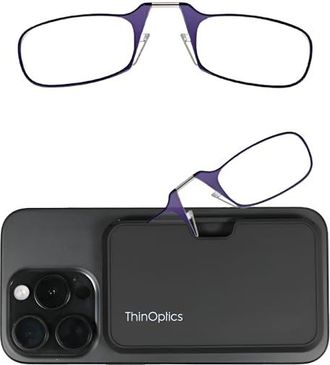 ThinOptics Lunettes De Lecture 1.0 &Agrave; Monture Violet Avec &Eacute;tui Compact Universel - Lunettes De Lecture 1.0 &Agrave; Monture Compacte Et Pliable Avec Technologie Flex-fit