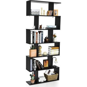 Costway Costway - Biblioth&egrave;que/&Eacute;tag&egrave;re de Rangement &agrave; 6 Niveaux-80x23x191 cm de Style Industriel en Forme de s pour Salon,Chambre Blanc