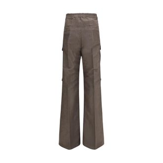 Rick Owens Mens Gray Ramie Cargo Pants Brown