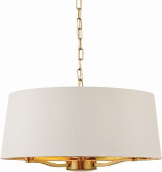 Endon Lighting Lighting - Suspension à 3 ampoules au fini or satiné brossé, effet soie blanche vintage, E14 - Endon