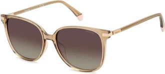 Polaroid Femme, Accessoires, Brun, Taille: 56 MM Lunettes de soleil style papillon
