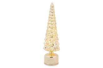 Cosy & Trendy Cosy Home LED-Weihnachtsbaumlampe aus Glas, Gold, 11 x 11 x 39 cm, ohne 3 AA-Batterien