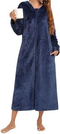Generic Peignoir Femme Grande Taille Robe De Chambre Femme Polaire Longue Pijamas Femme Hiver Confortable Casual Maison Peignoir À Capuche En Flanelle Court/l