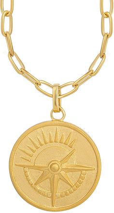Cai Halskette 925 Silber vergoldet M&uuml;nze Kompass Sonne